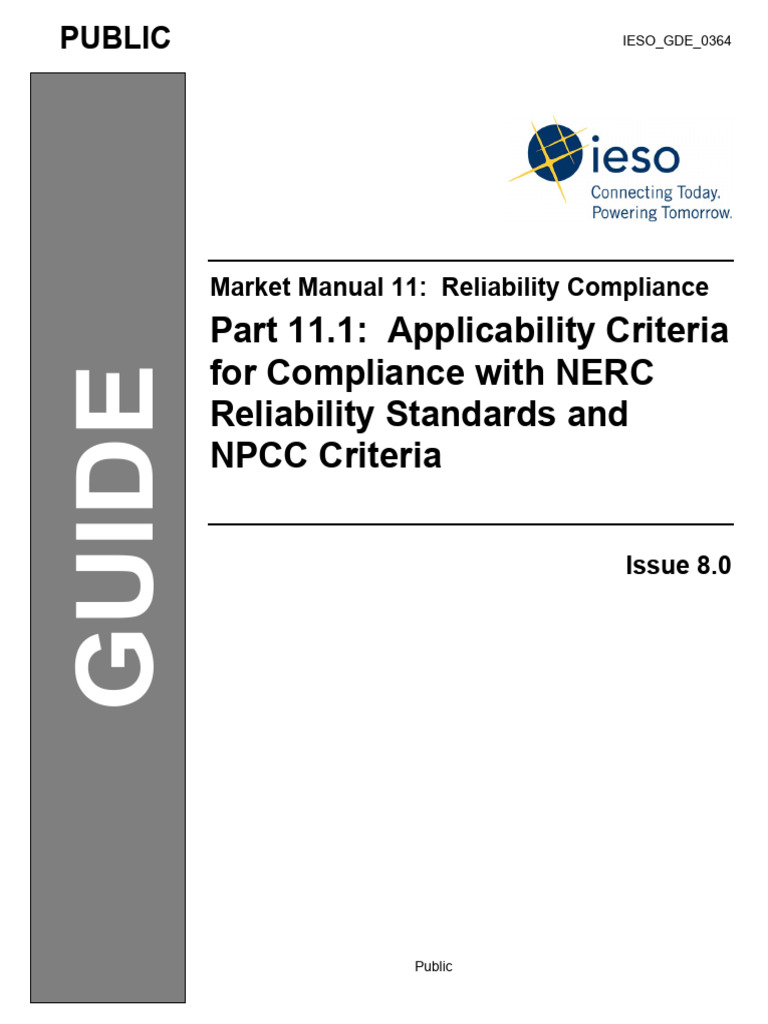 IESO Applicability Criteria For Compliance With NERC Standards and NPCC Criteria | PDF ...