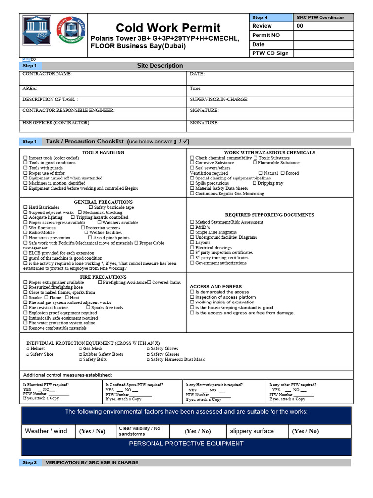 Cold work Permit | PDF | Firefighting | Fires
