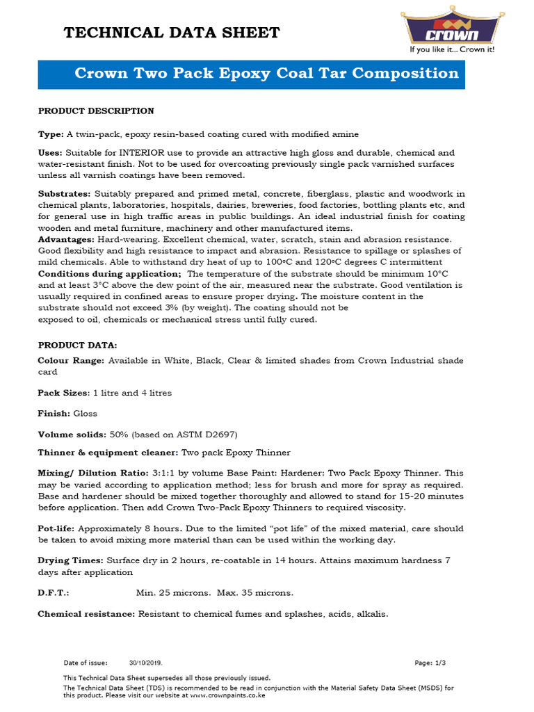 Epoxy Coating Technical Data Sheet | PDF | Epoxy | Varnish