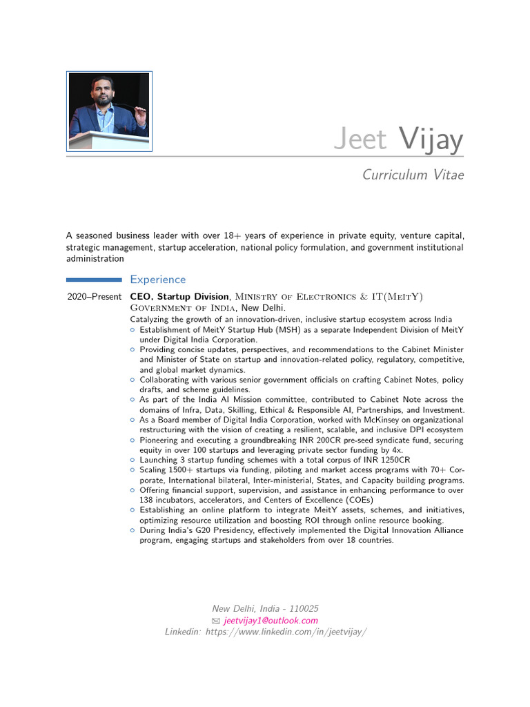 Curriculum Vitae Jeet | PDF | Startup Company | Small Business & Entrepreneurs
