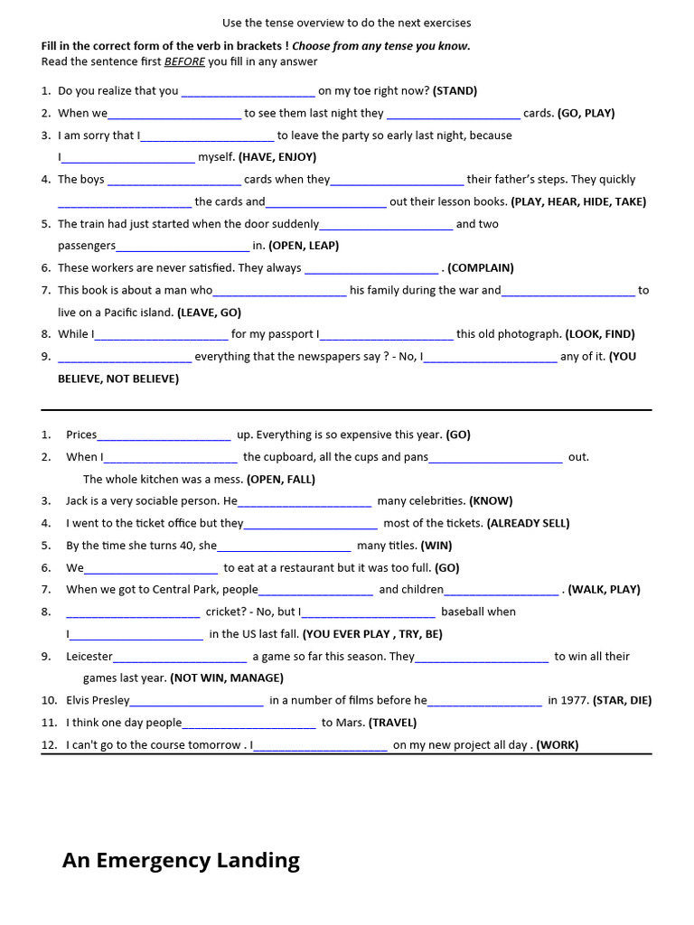 All Tenses Exercises 1 | PDF