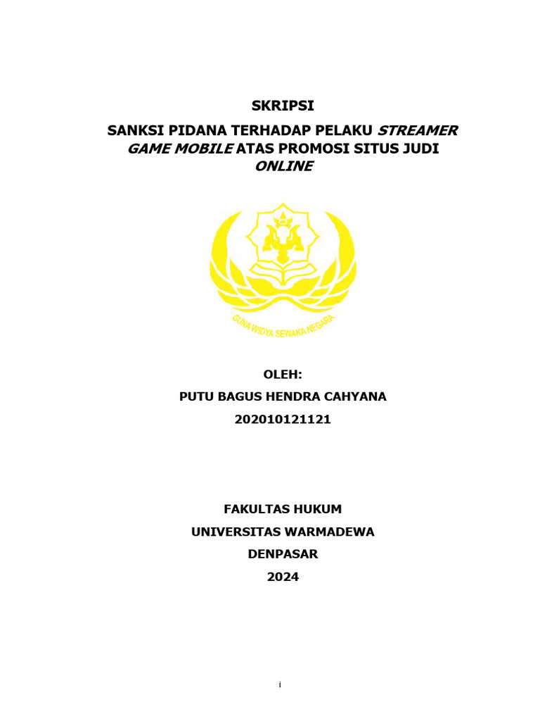 Sanksi Pidana untuk Streamer Judi Online | PDF