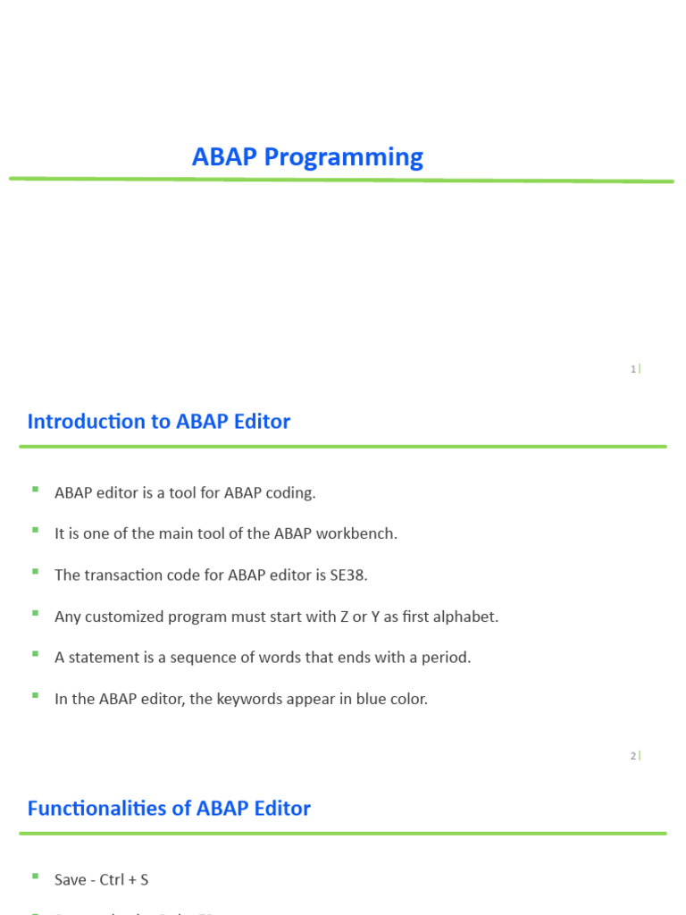 ABAP Programming | PDF | Data Type | Control Flow ABAP Programming | PDF | Data Type | Control Flow