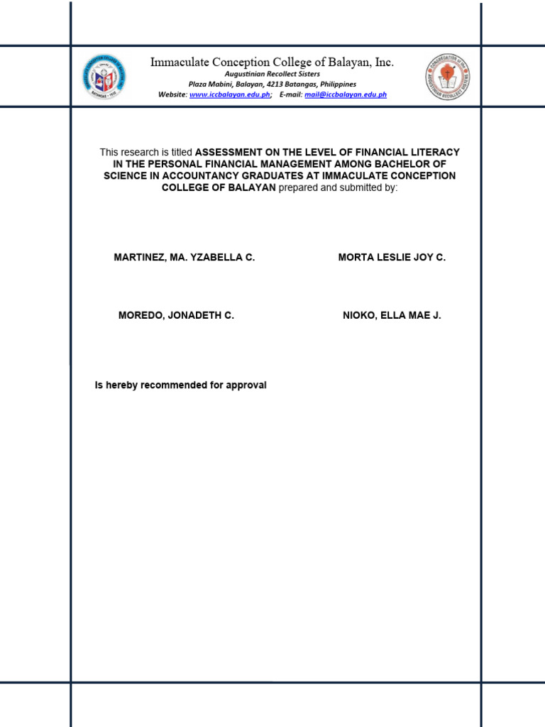 Financial Literacy. Young Entrep | PDF | Survey Methodology | Questionnaire