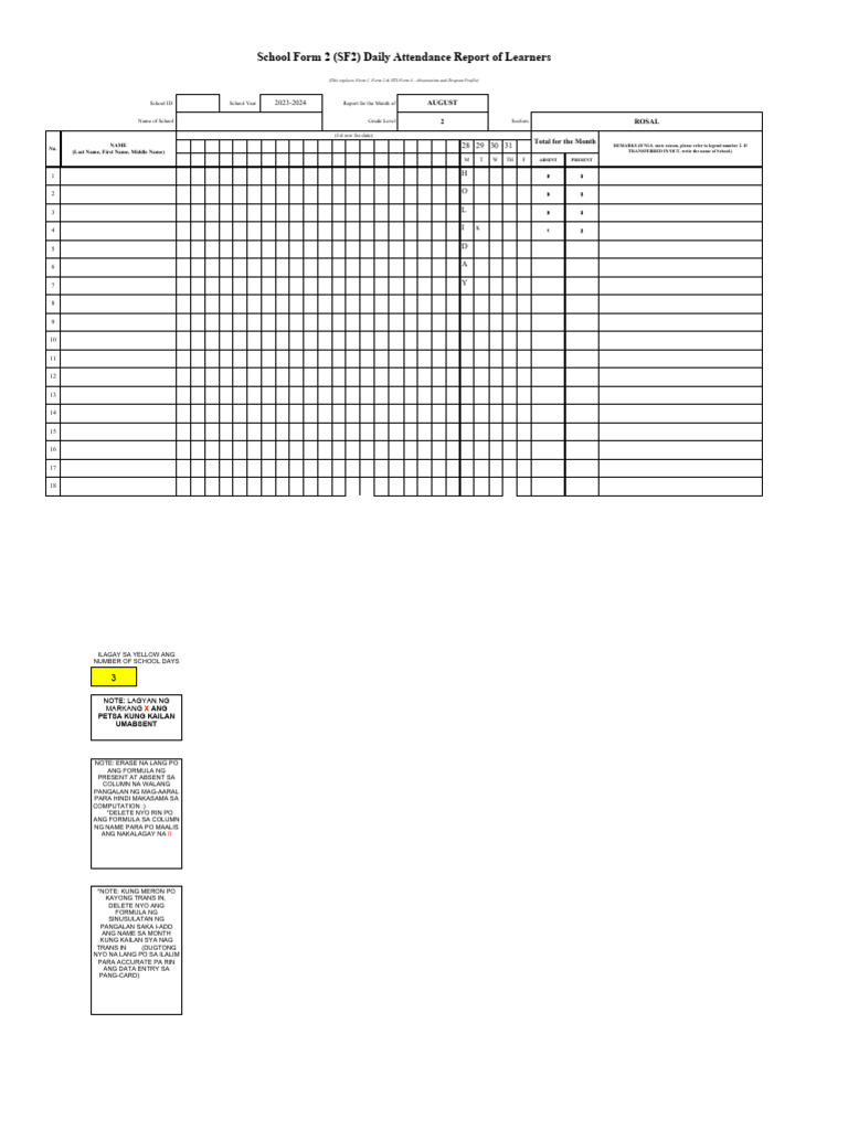 SF2 2023 2024 Monthly Automatic | PDF | Youth | Human Development