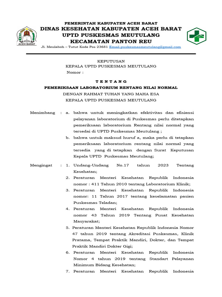 Sop Rentang Nilai Normal | PDF