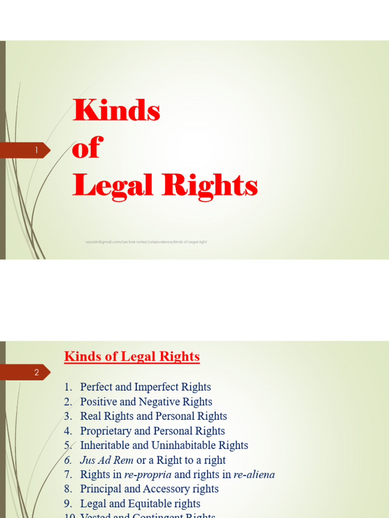 Types of Legal Rights Explained | PDF | Equity (Law) | Property