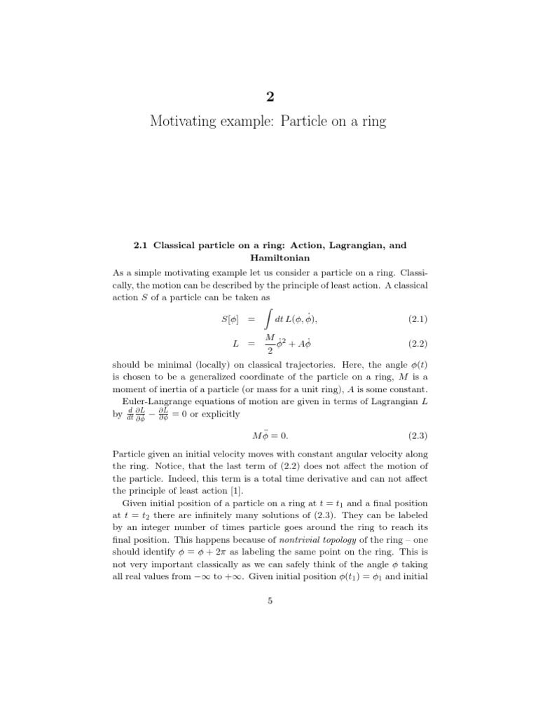 Particle On A Ring | PDF | Hamiltonian (Quantum Mechanics) | Lagrangian ...