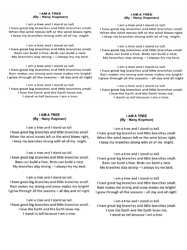 I Am A Tree Poem | PDF