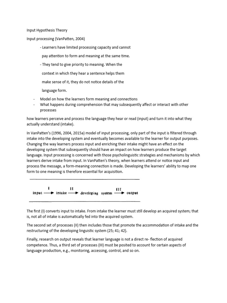 Input Processing Theory | Download Free PDF | Word | Morphology (Linguistics)