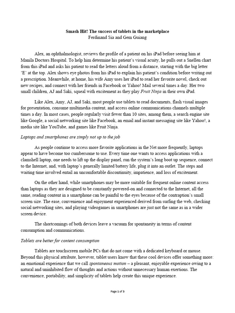 Tablet Article - Final | PDF | Tablet Computer | Smartphone