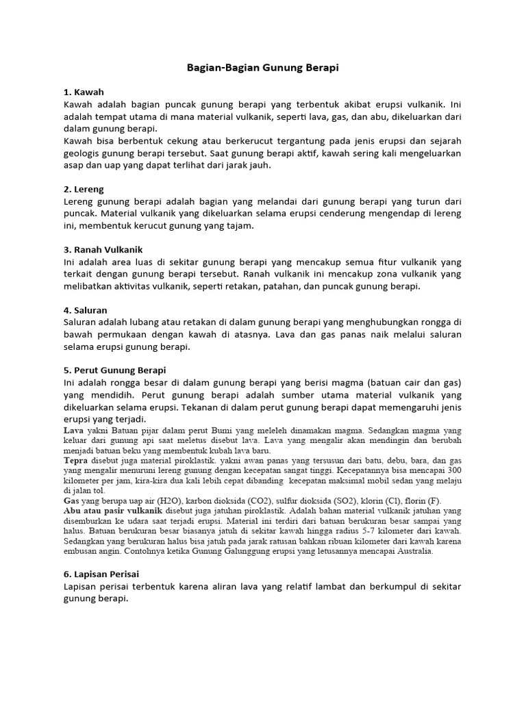 Bagian Gunung Berapi | PDF | Sains & Matematika