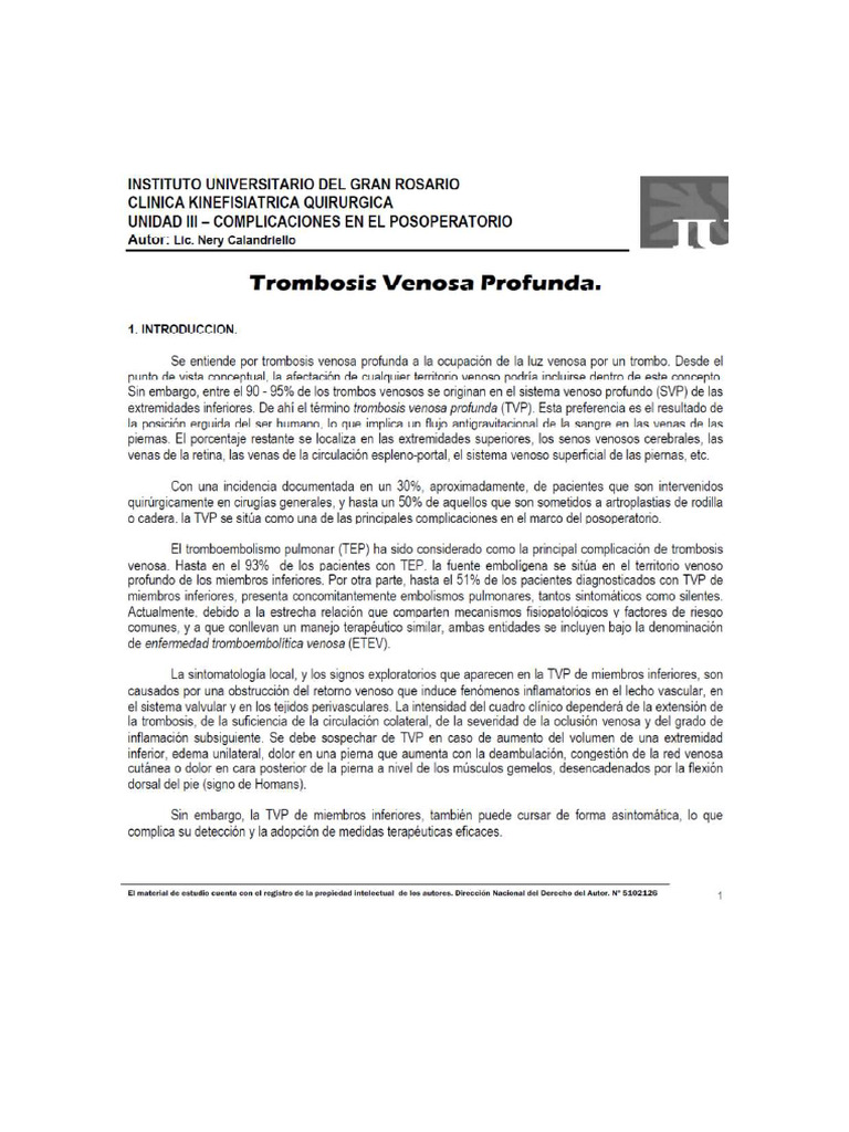 Unidad II - Trombosis Venosa Profunda - 2020 | PDF