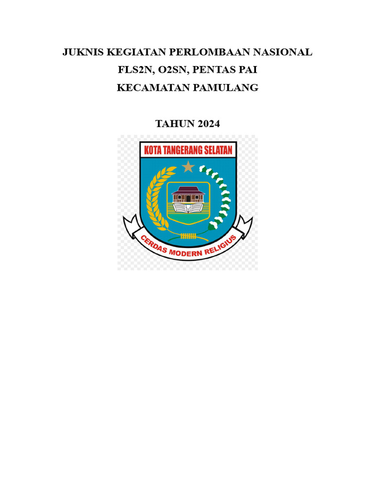 Juknis Kegiatan FLS2N-O2SN-PENTAS PAI TK. Kecamatan Pamulang 2024 | PDF