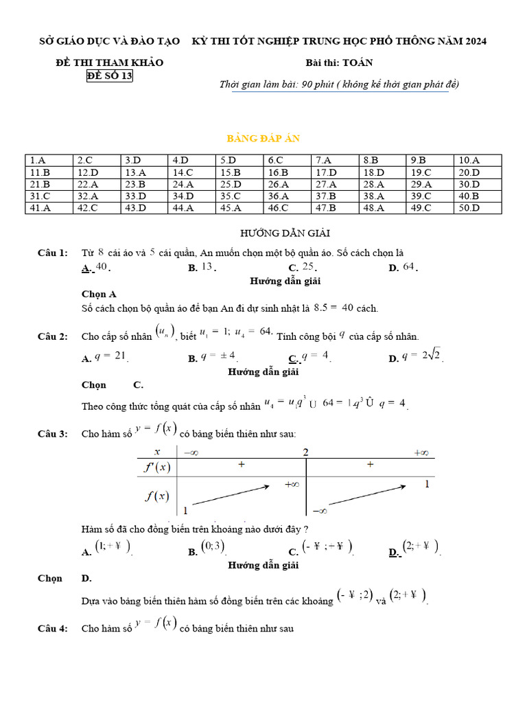 Toan HDG - Dap An de So 13 | PDF