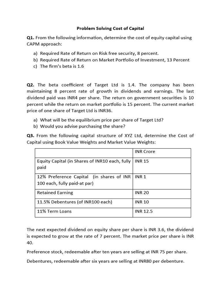 Cost of Capital and Equity Valuation Analysis | PDF | Business ...