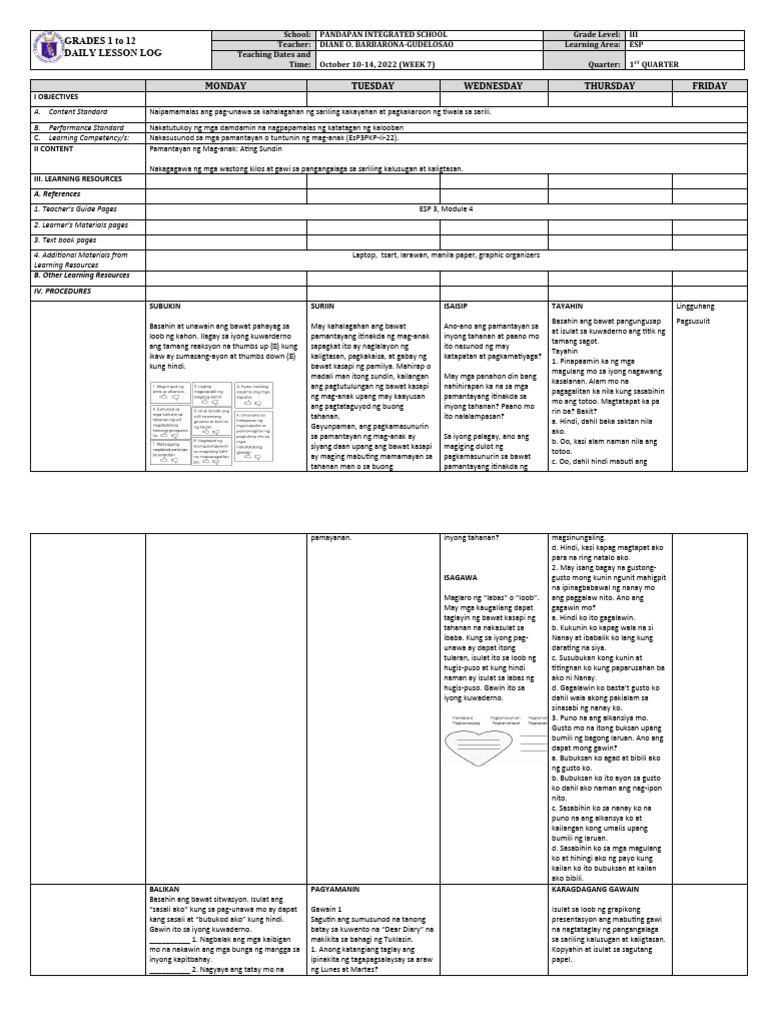 DLL - Esp 3 - Q1 - W7 | PDF