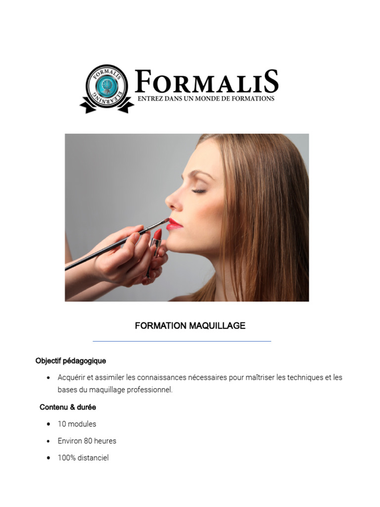 Programme Maquillage FORMALIS | PDF | Cosmétique | Hygiène personnelle