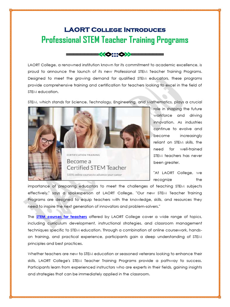 LAORT College STEM Teacher Training | PDF | Science, Technology ...
