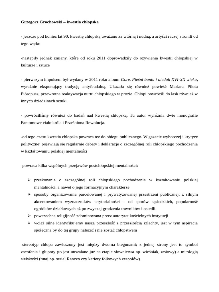 Ochowski Kwestia Chłopska | PDF