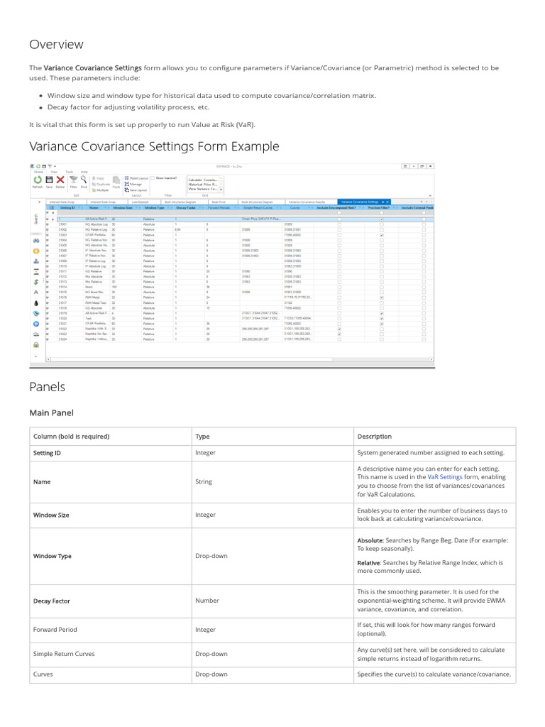 Variance Covariance Settings | PDF | Covariance Matrix | Variance