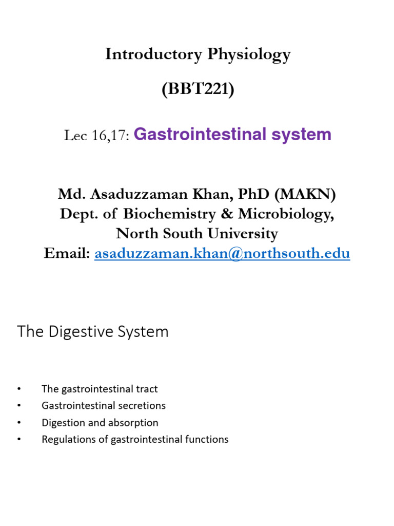 Physiology of the GI System | PDF | Digestion | Stomach