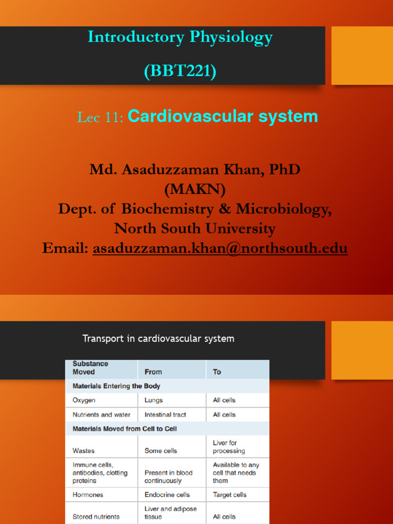 BBT221 L 11 - Cardiovascular System I | PDF | Red Blood Cell | Blood
