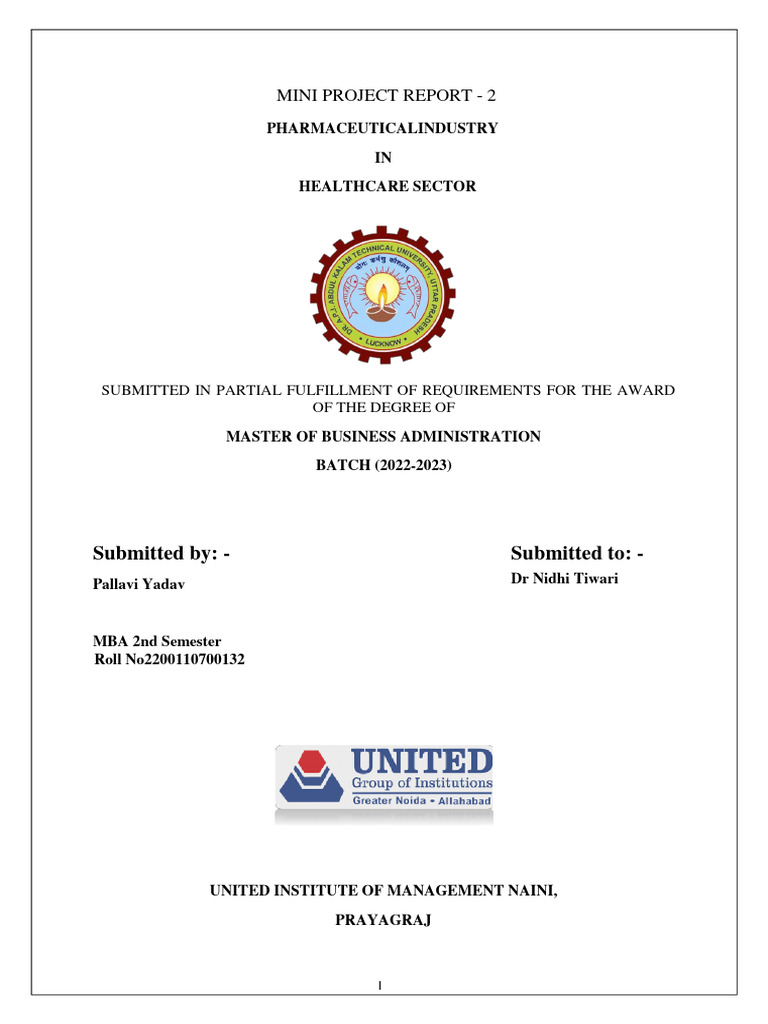 Pallavi Mini - Project | PDF | Pharmaceutical Industry | Sustainability