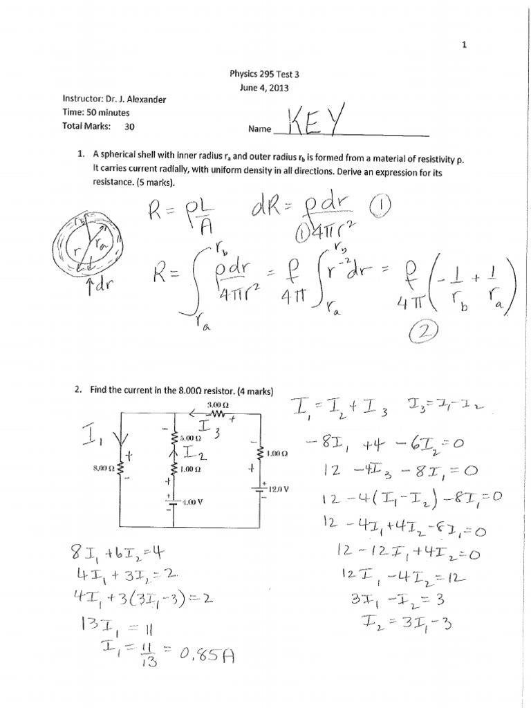 295 Test 3 Key 2013 | PDF