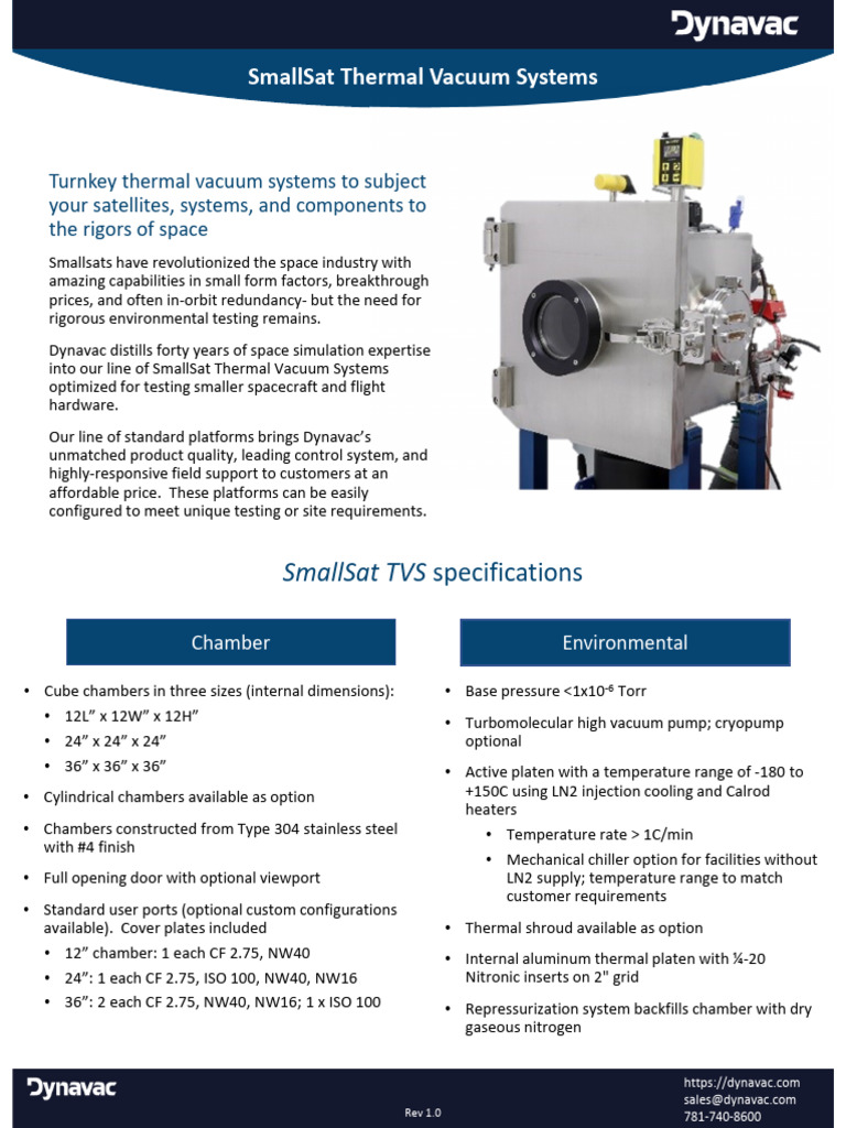 SmallSat Thermal Vacuum Systems Overview | PDF | Touchscreen | Vacuum