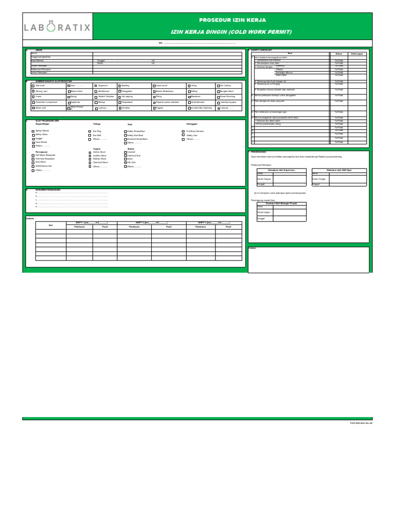 4.3.a.4. FM.P-HSE.08.01 Cold Work Permit Rev.00 | PDF