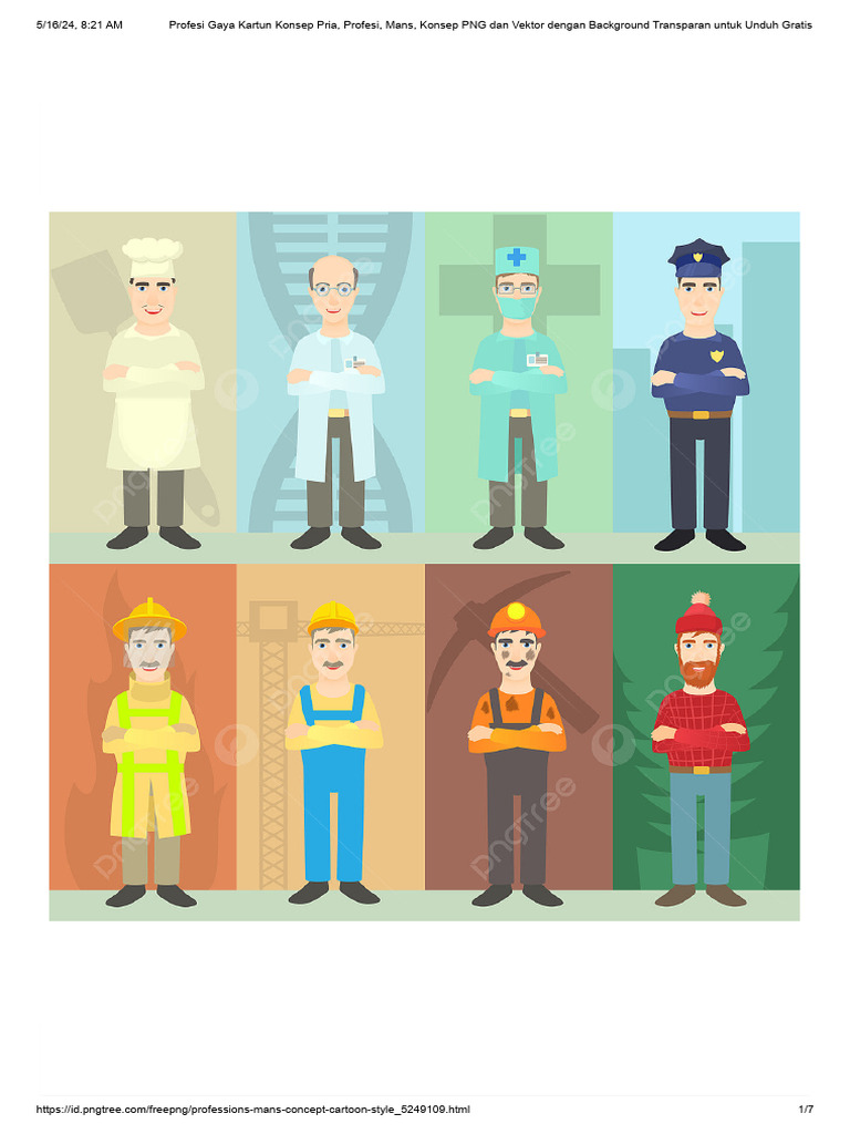 Profesi Gaya Kartun Konsep Pria, Profesi, Mans, Konsep PNG Dan Vektor ...