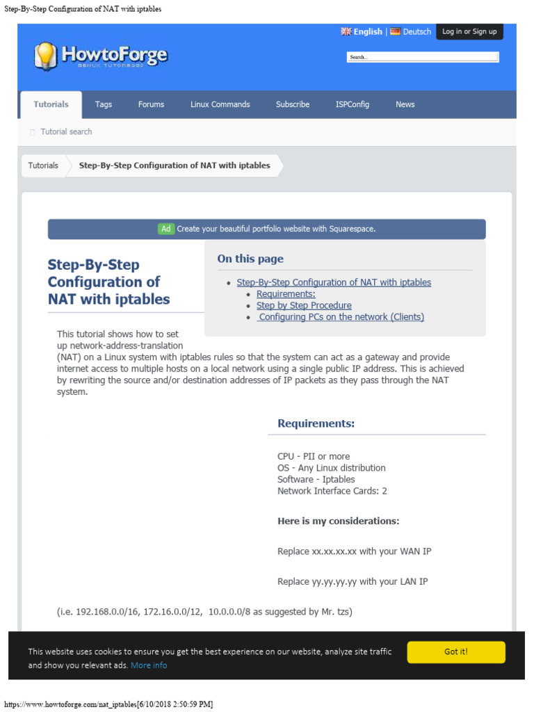 SetupNATWIthIpTables | PDF | Ip Address | Computer Network