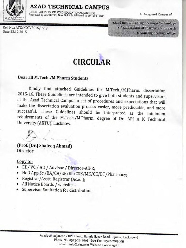 M.Tech.-M.Pharm Thesis - Guidelines | PDF