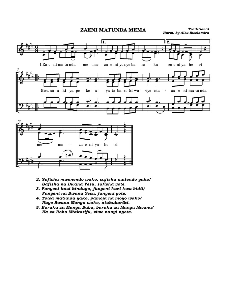Zaeni Matunda Mema Lyrics | PDF