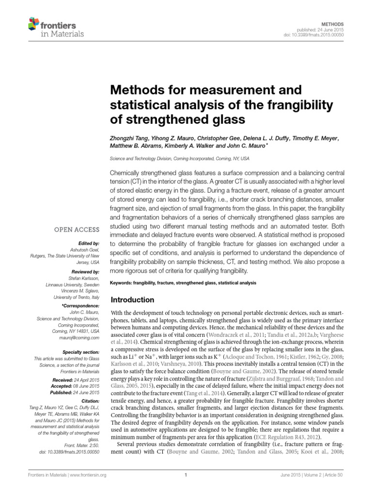 Frangibility Analysis of Strengthened Glass | PDF | Fracture | Stress ...