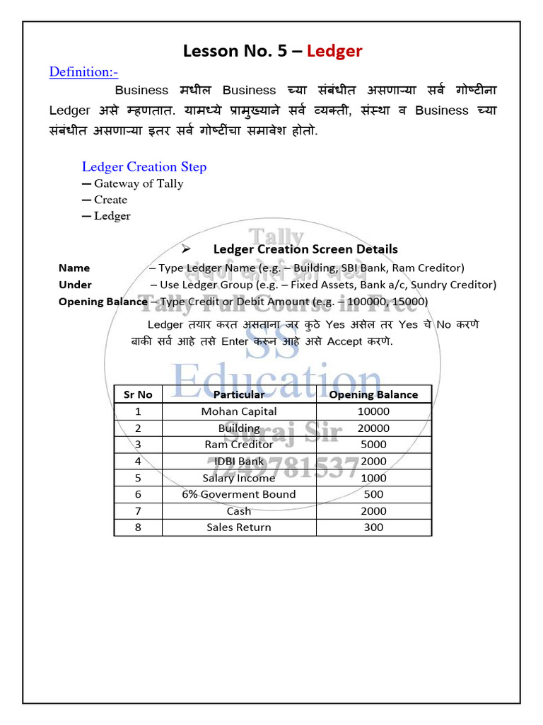 Lesson No - 5 Ledger | PDF