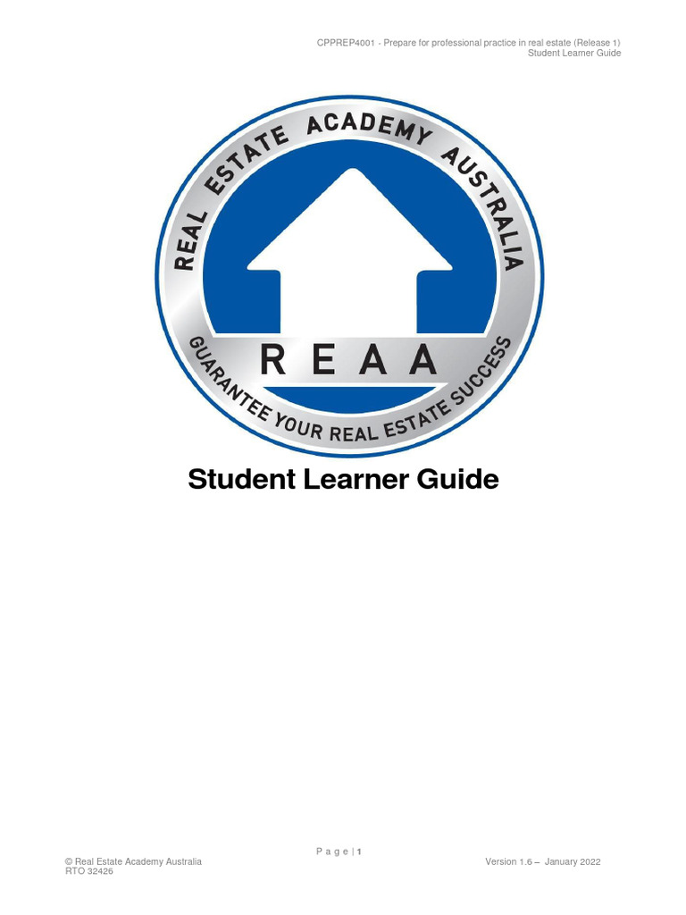 REAA - CPPREP4001 - Student Learner Guide v1.5 (QLD) | PDF | Franchising | Law Of Agency