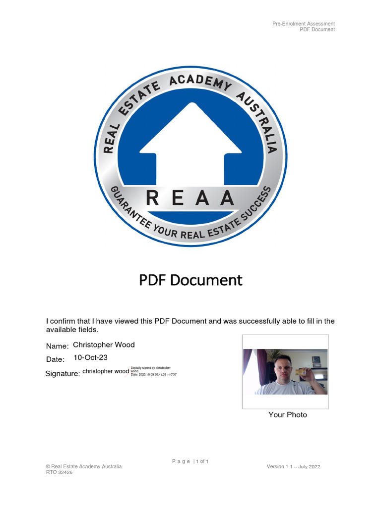 Pre-Enrolment Assessment Form PDF | PDF