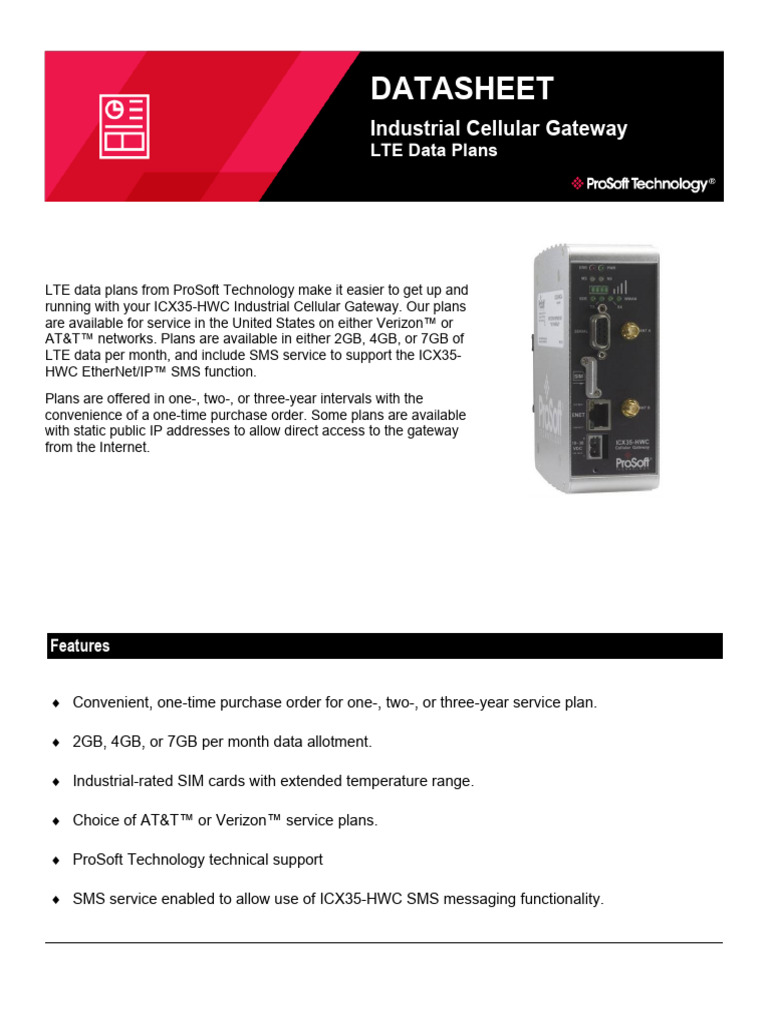 Cellular Data Plans Datasheet | PDF | At&T Mobility | Computer Network