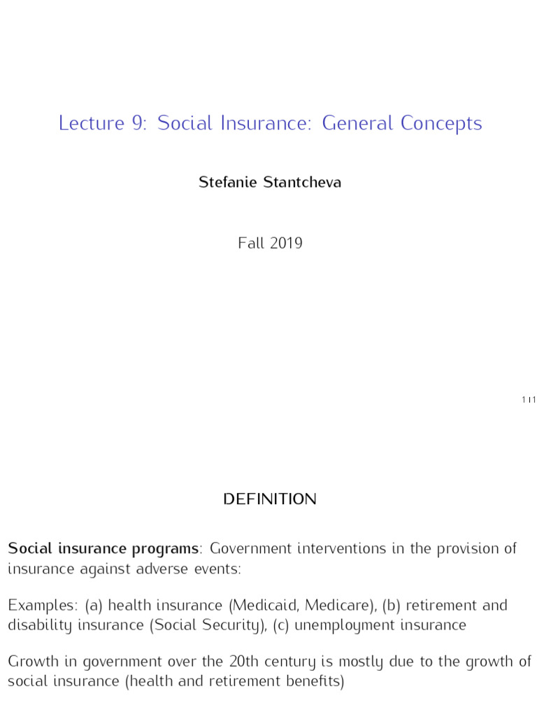 Understanding Social Insurance Concepts | PDF | Insurance | Social ...