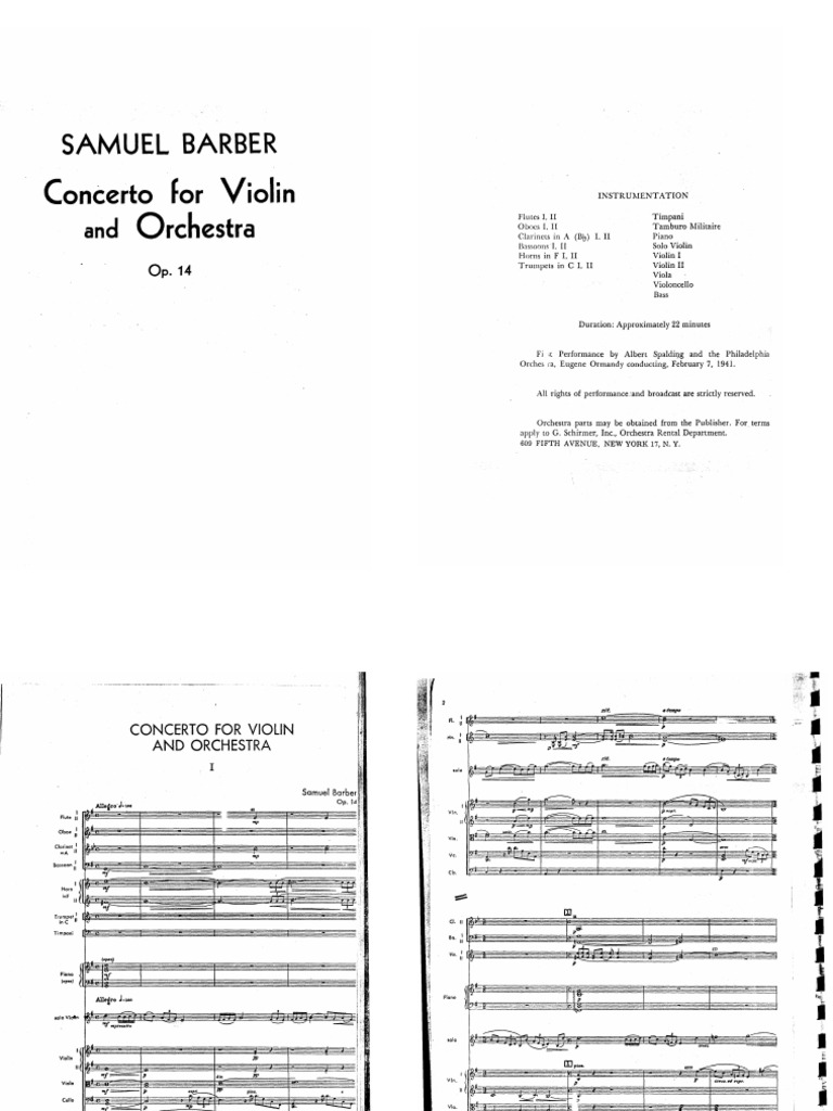 Violin Concerto, Op.14 Movement 1 by Samuel Barber | PDF