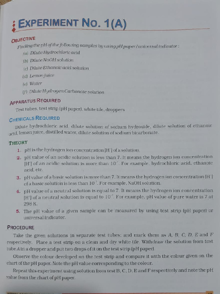 Chemistry Practical Grade 10 | PDF