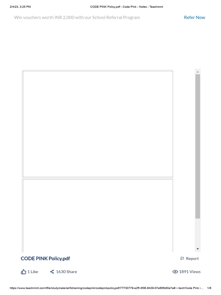 CODE PINK Policy - PDF - Code Pink - Notes - Teachmint | PDF