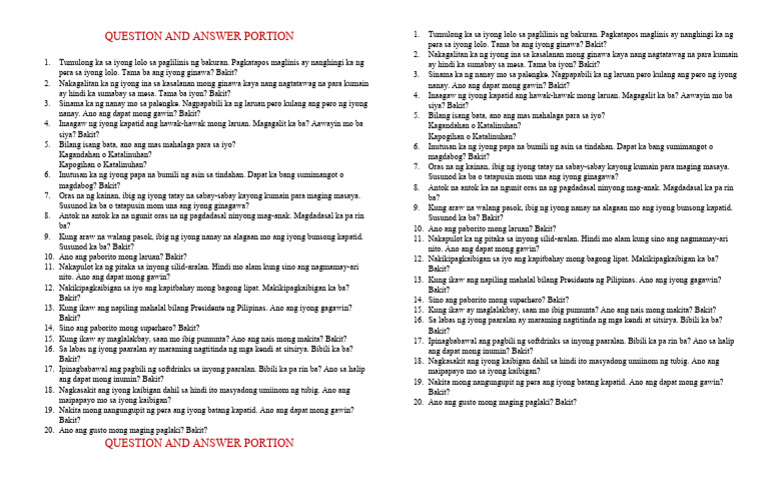 Question and Answer Portion | PDF