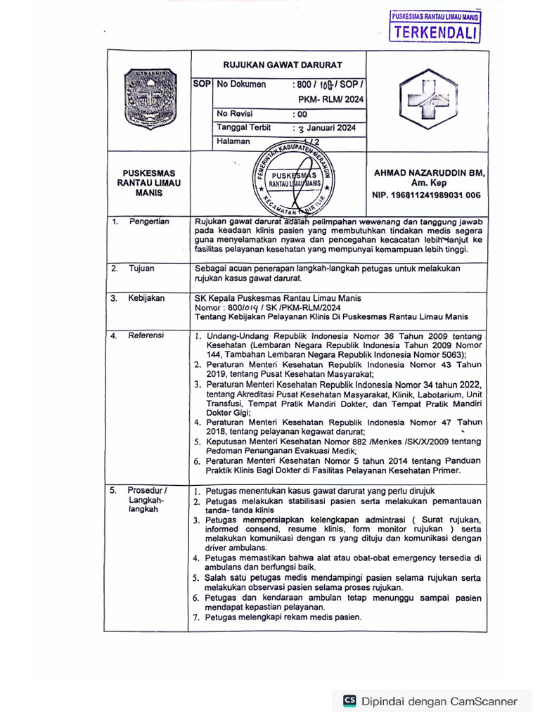 Sop Rujukan Gawat Darurat | PDF