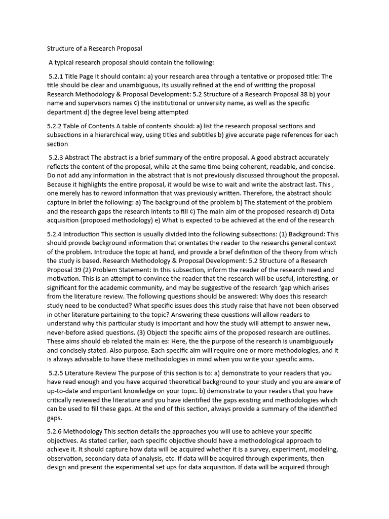Structure of A Research Proposal | PDF | Data | Methodology