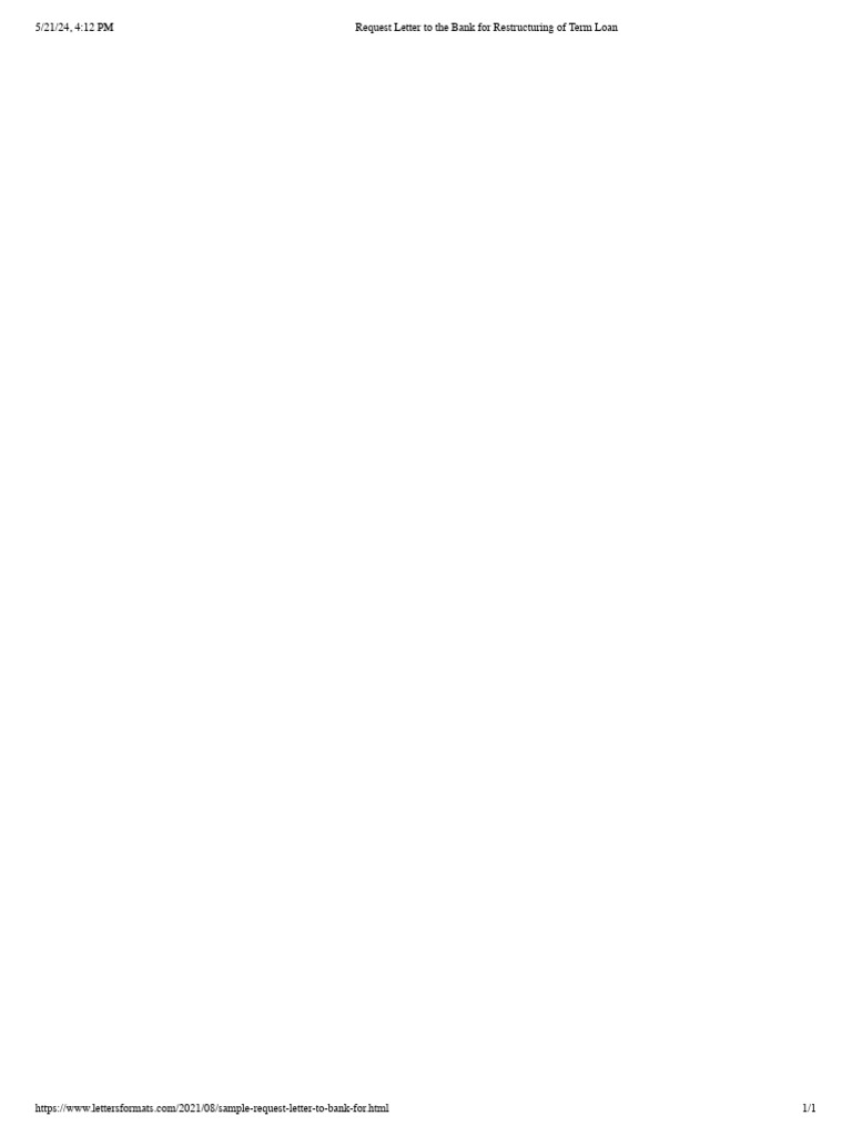 Request Letter To The Bank For Restructuring of Term Loan | PDF