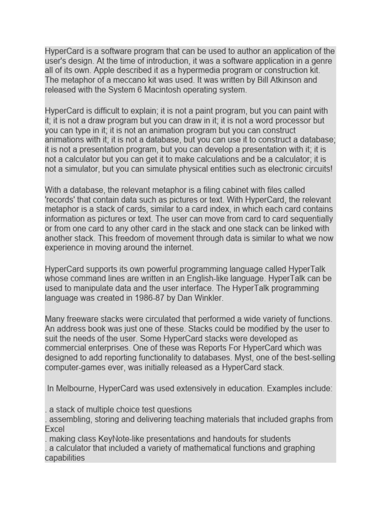 1987 Hypercard | PDF | World Wide Web | Internet & Web
