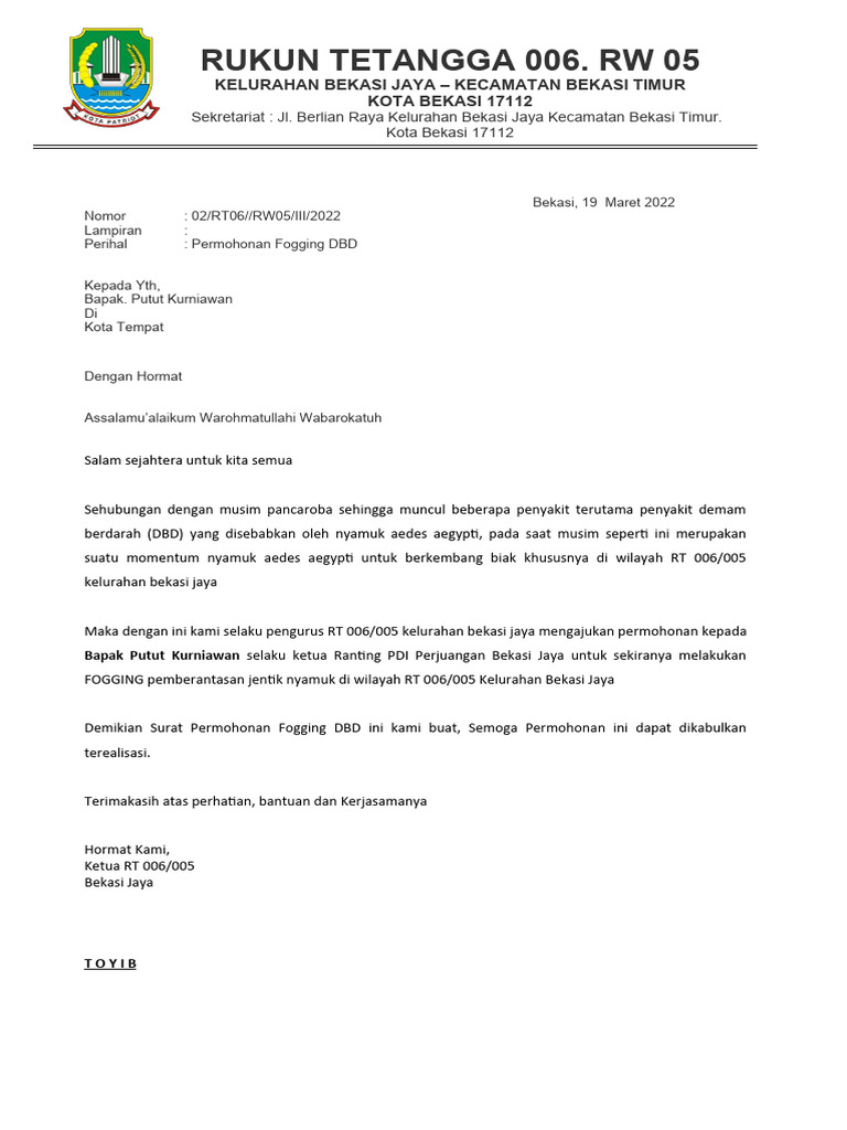 Surat Permohonan Fogging | PDF
